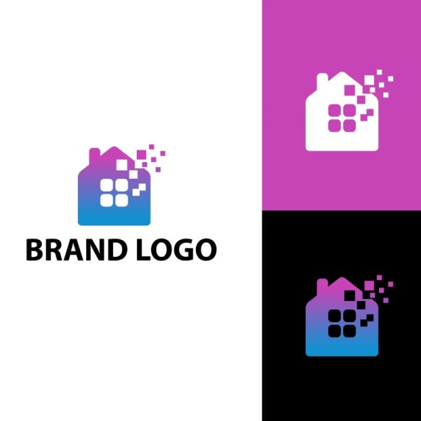 Digital house technology vector logo template, Digital house technology ...