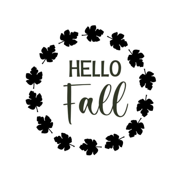 Hello fall lettering with maple leaf silhouette png - freepng