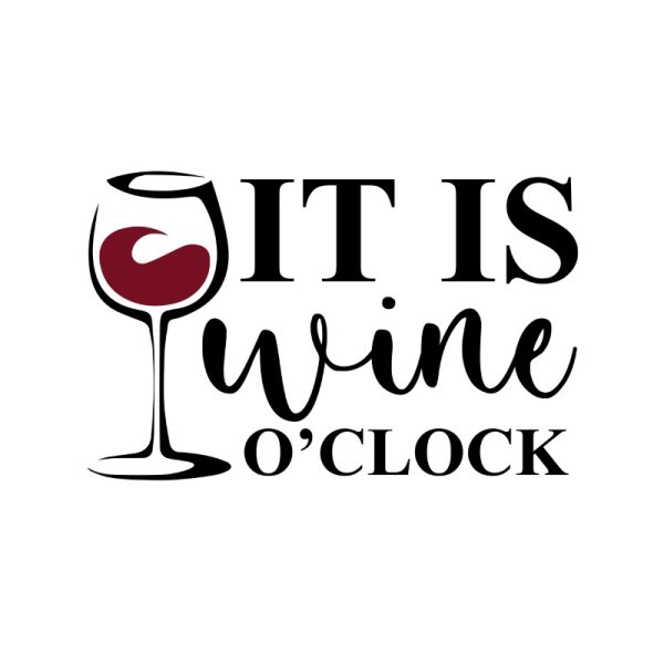 it is wine o'clock with abstract wine glass design vector sticker t ...