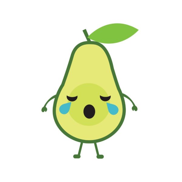 Sad avocado png crying emoticon fruit sticker vector mascot - freepng