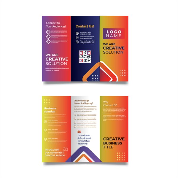 Beautiful gradient orange color trifold business brochure - freepng
