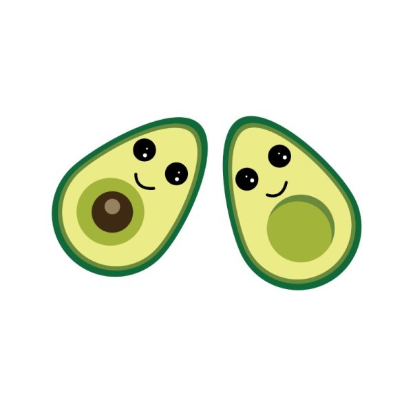 Two smiling avocado cartoon style png fruit mascot - freepng