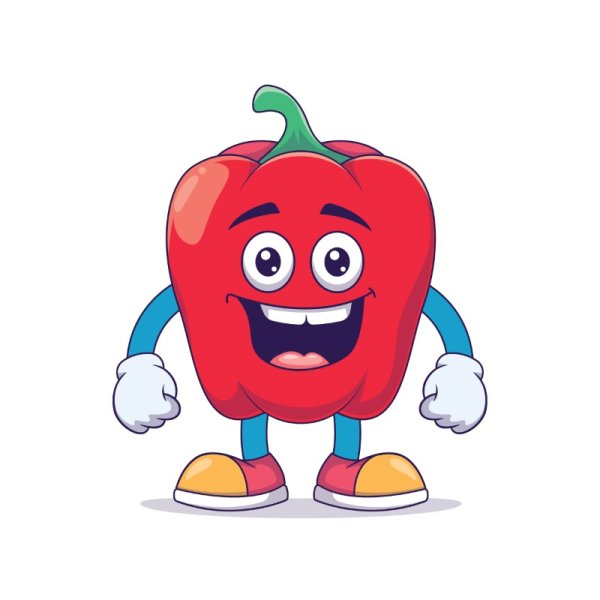 Cartoon red capsicum mascot vector png - freepng