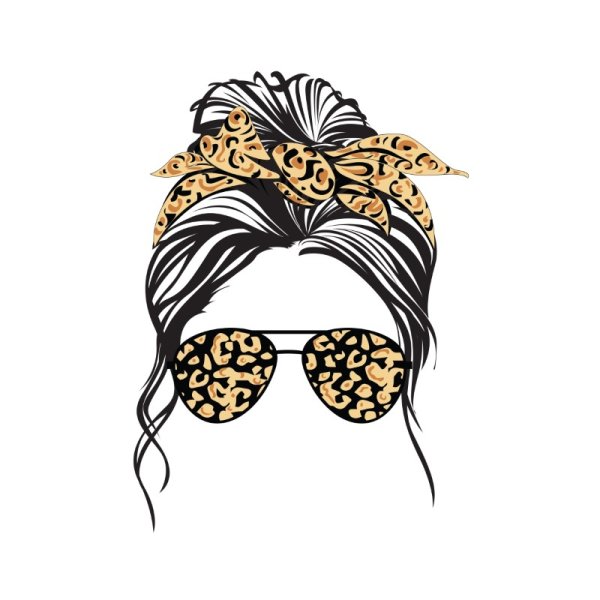 Mom with sunglasses png cheetah print bandana png messy bun png - freepng