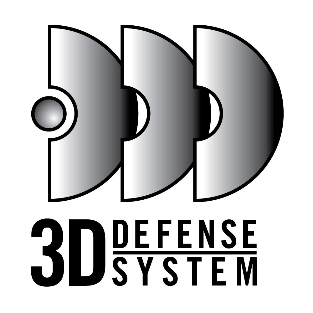 3D Defense System logo | Three-dimensional protection emblem | Metallic ...